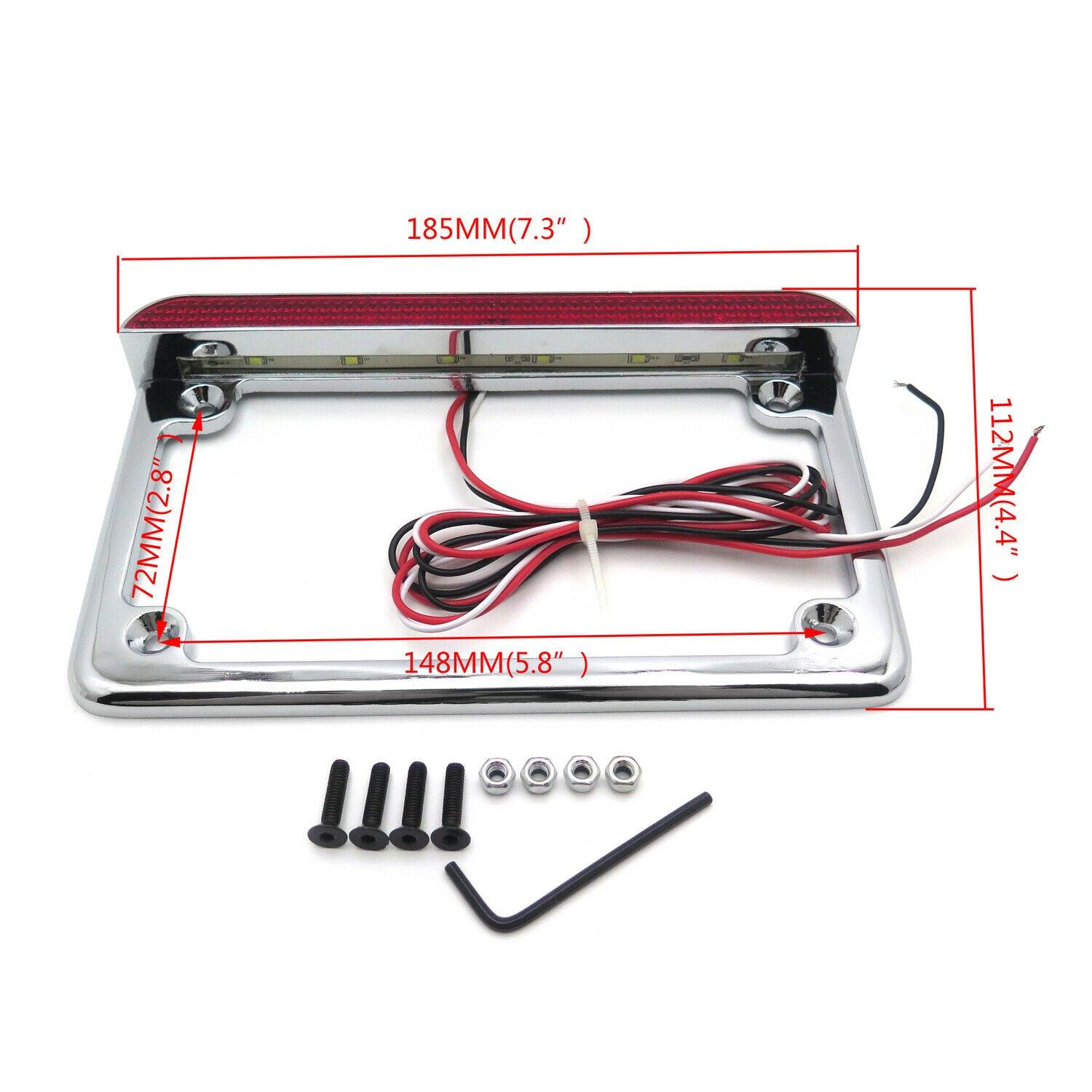 Chrome 7"x4" Motorcycle License Plate Frame with 6" LED Light Bar – Un ...