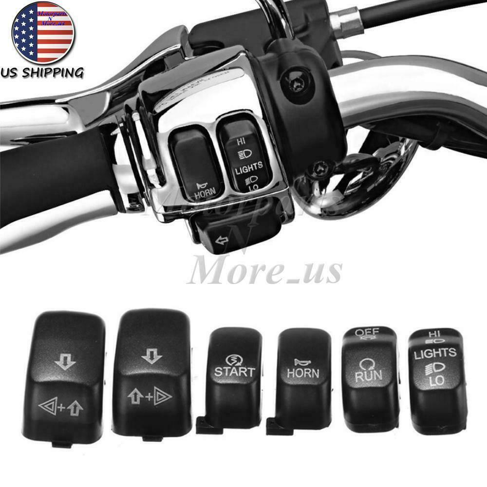 Black Hand Control Switch Housing Button Caps for Harley Sportster Dyn ...