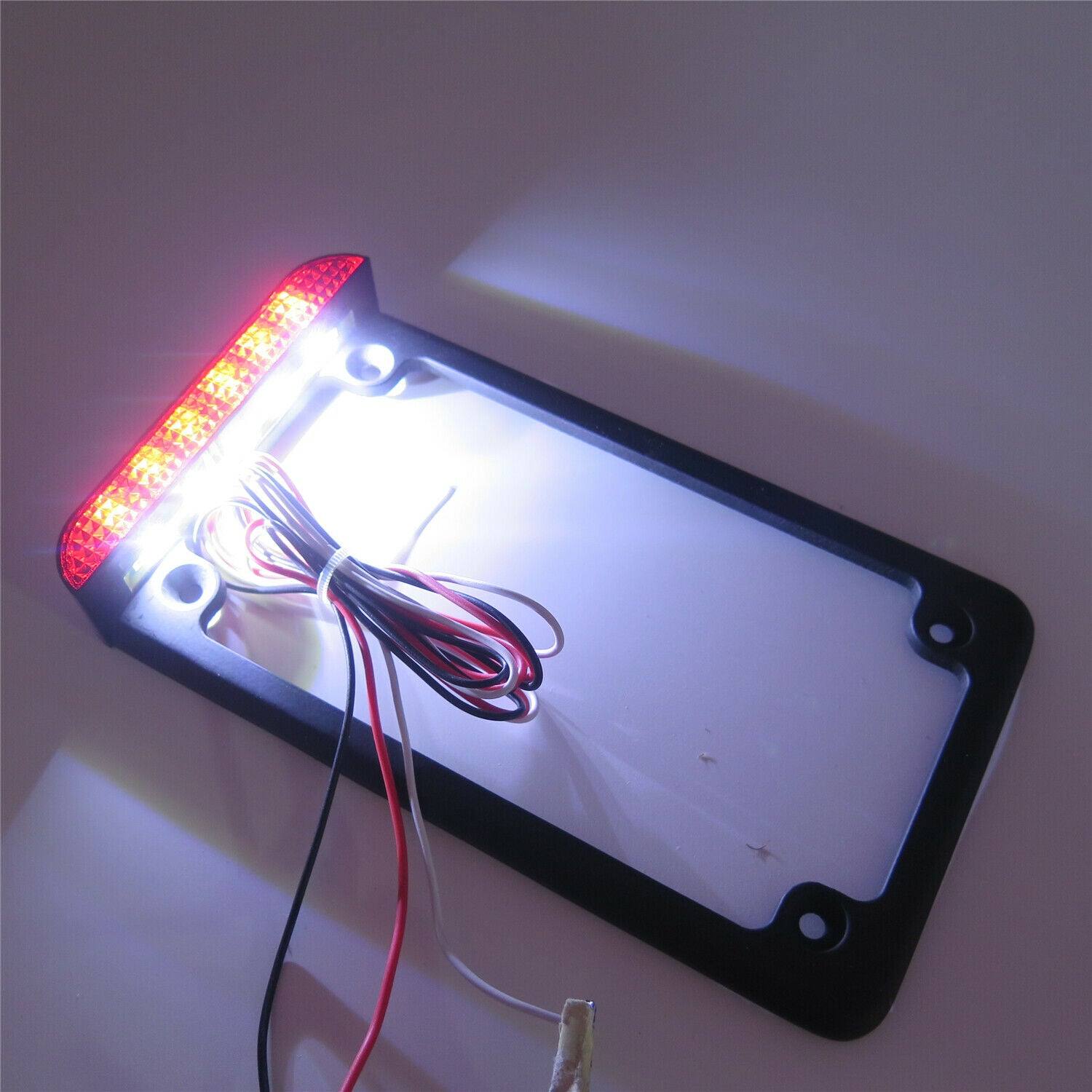 Universal Motorcycle Billet Aluminum LED License Plate Frame W/ Brake ...