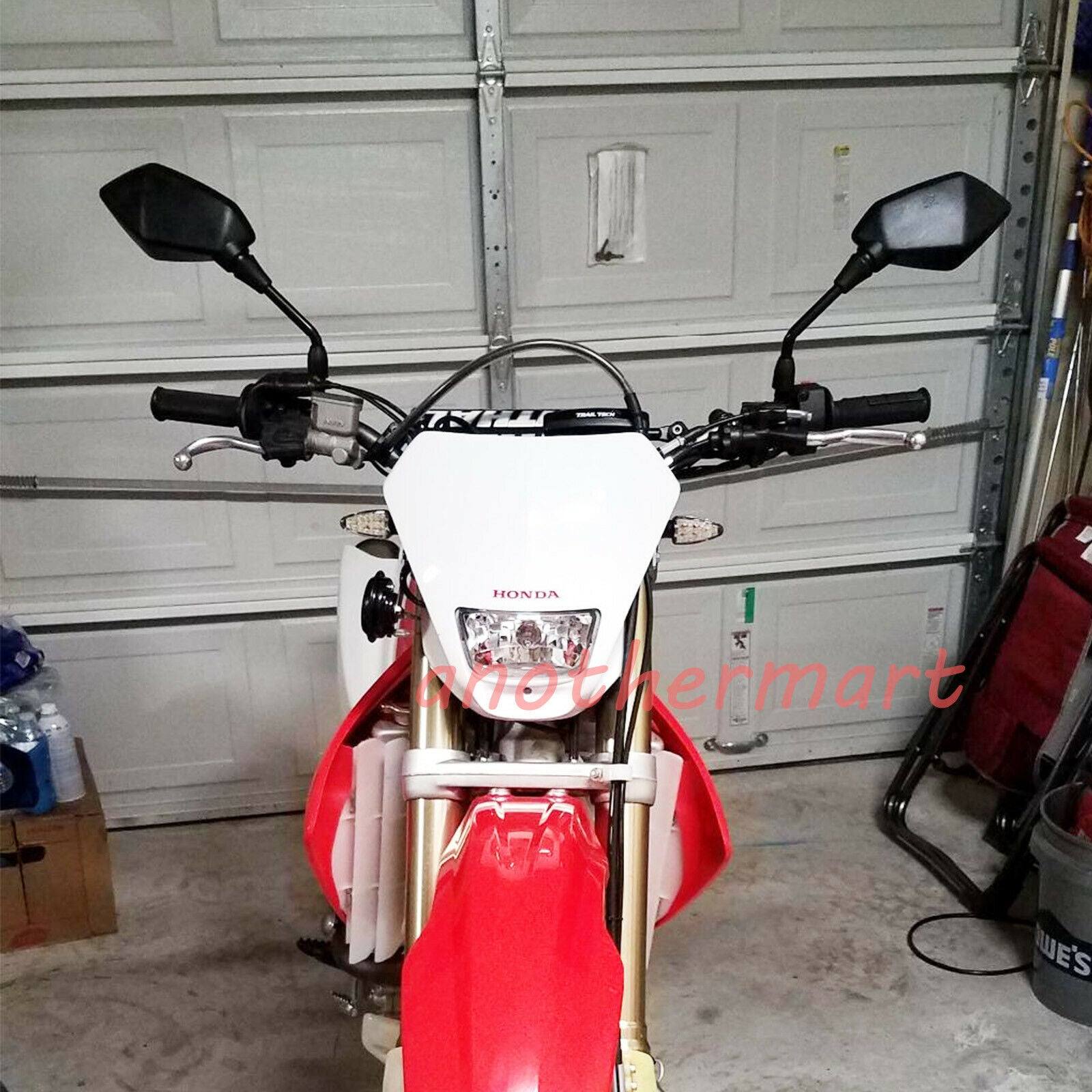 Black Motorcycle Rearview Mirrors 10mm Off Road For HONDA XR650L XR250 ...