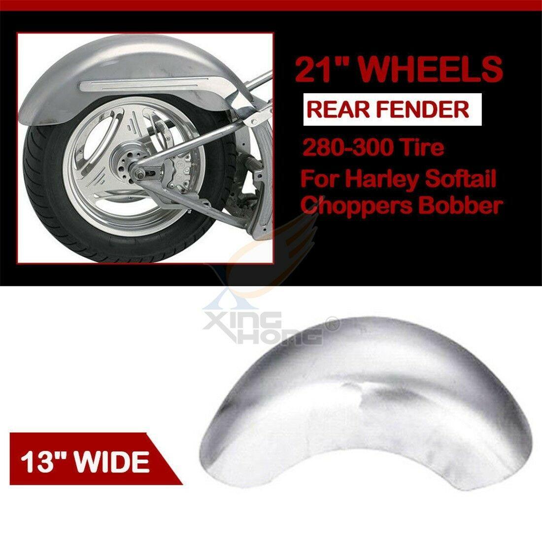 21" WHEELS 13" Wide Rear Fender 300mm tires Custom For Harley Softail ...