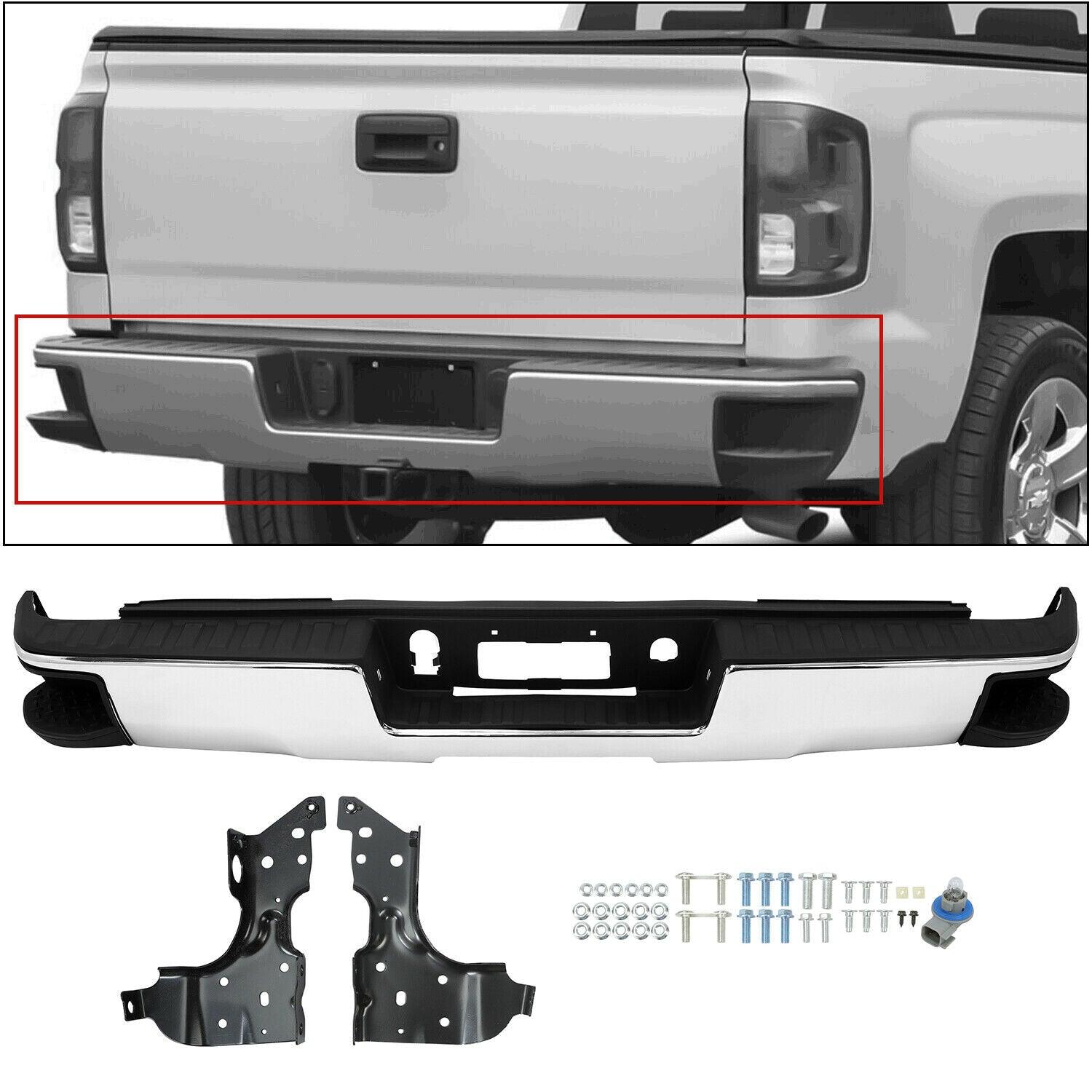 NEW Chrome Rear Bumper Assembly For 2014-2018 Chevy Silverado GMC Sier ...