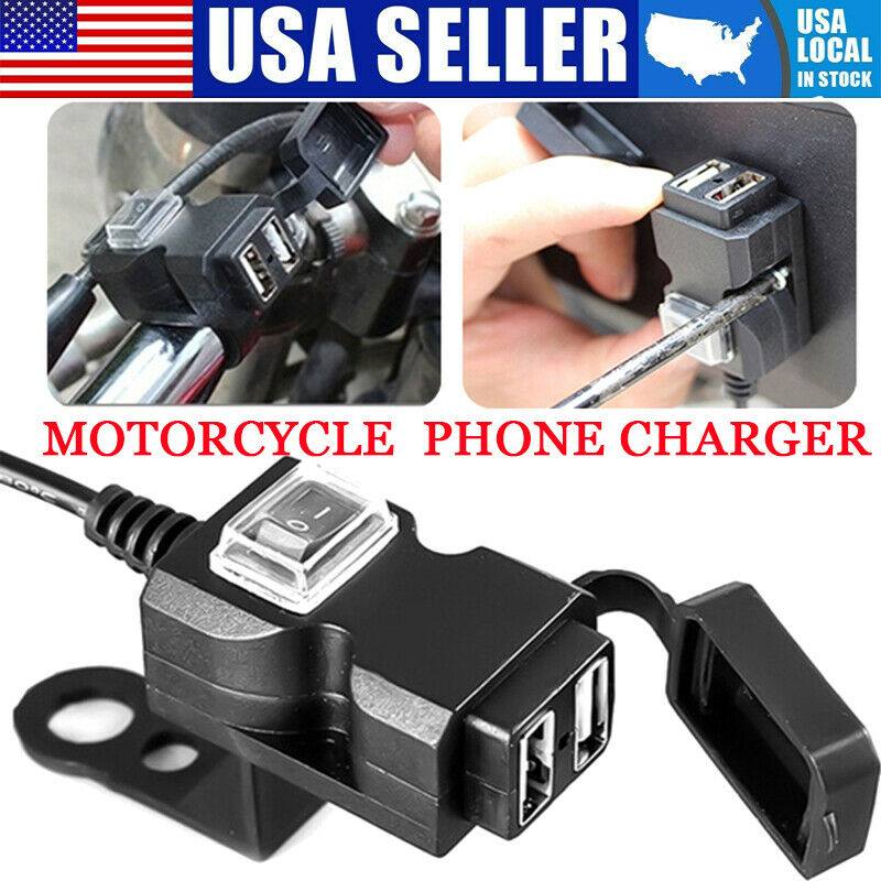 Waterproof Motorcycle Handlebar USB Port Phone Charger Cigarettes Ligh ...