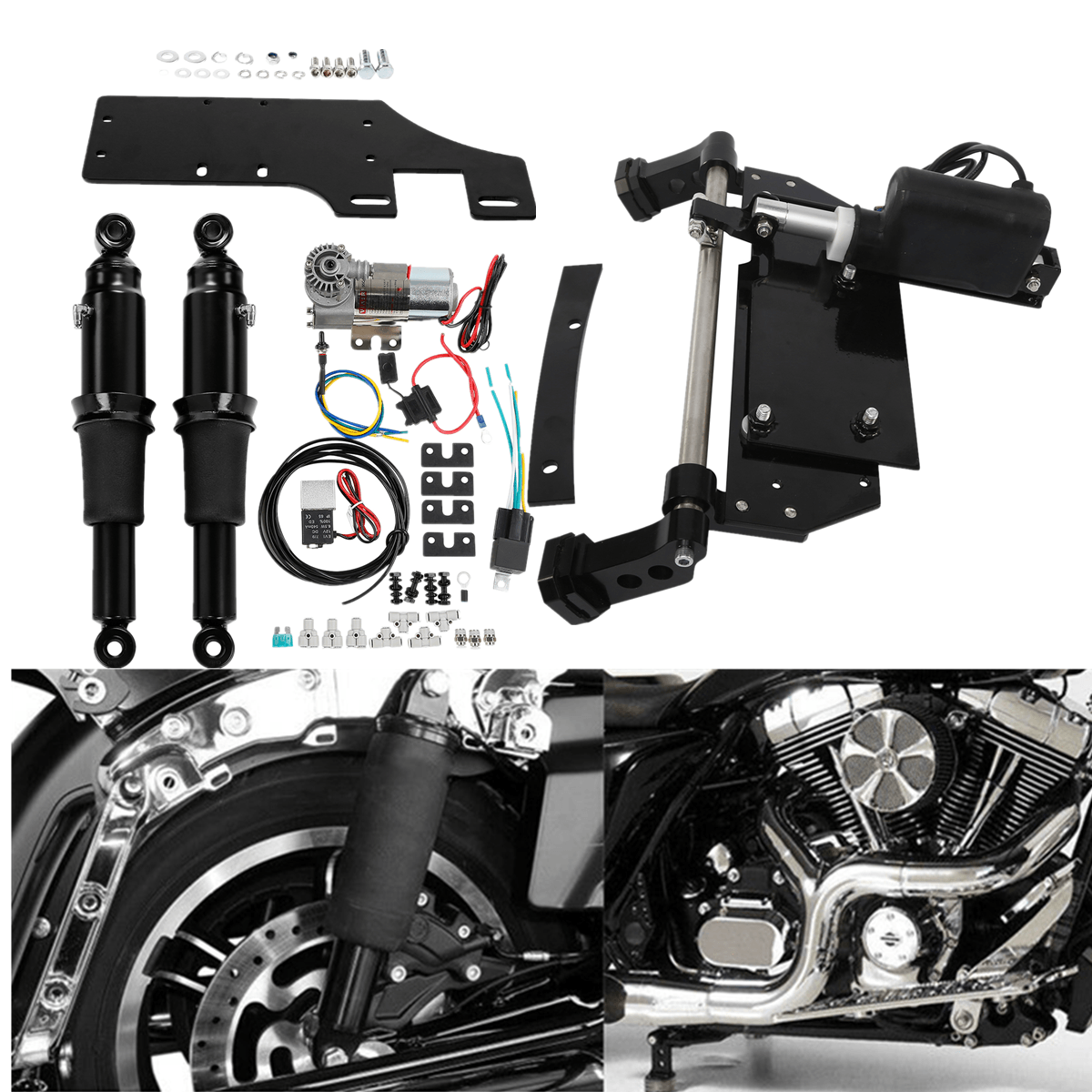 Rear Air Ride Suspension & Electric Center Stand For Harley Street Gli ...