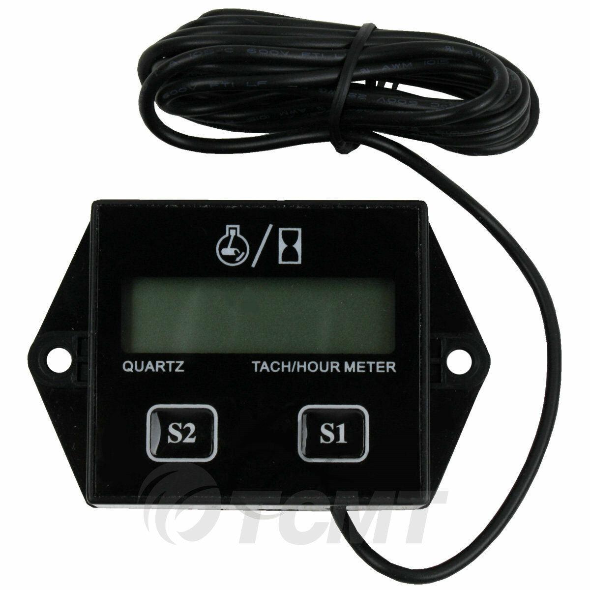 Digital Tach Hour Meter Tachometer Gauge For 2 or 4 stroke Gas Engines ...
