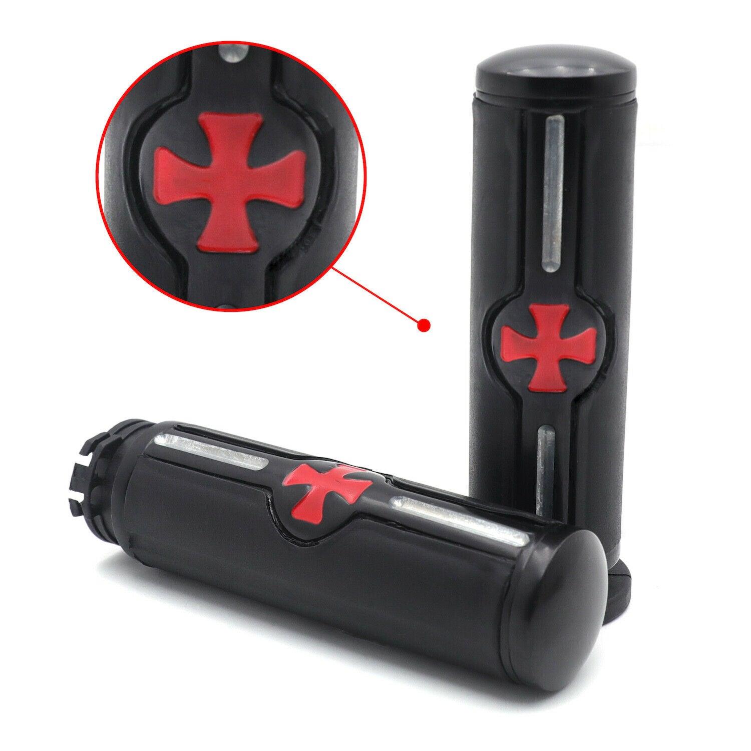 Black Cross 1" 25mm Hand grips For Harley Davidson Customs Dyna Softai ...