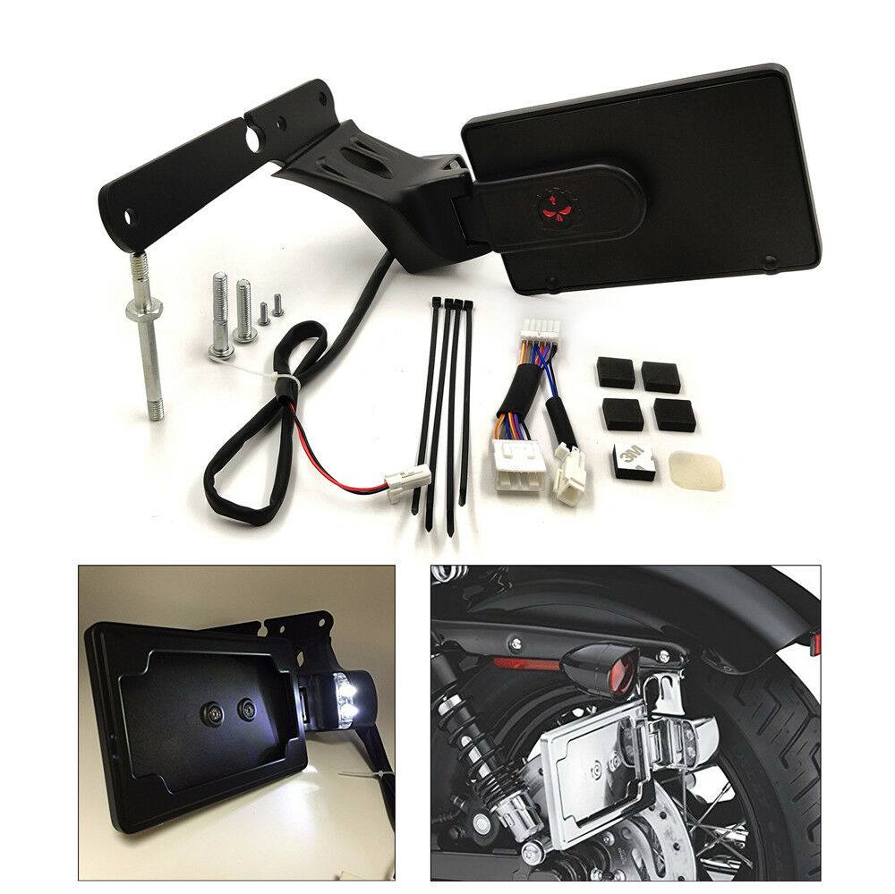 Skull License Plate Bracket w/ LED light Fits Harley Forty Eight XL120 ...